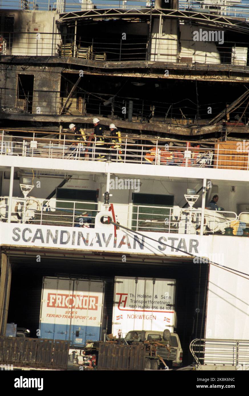 Sweden 19900408 fire on board the passenger ferry hi-res stock ...