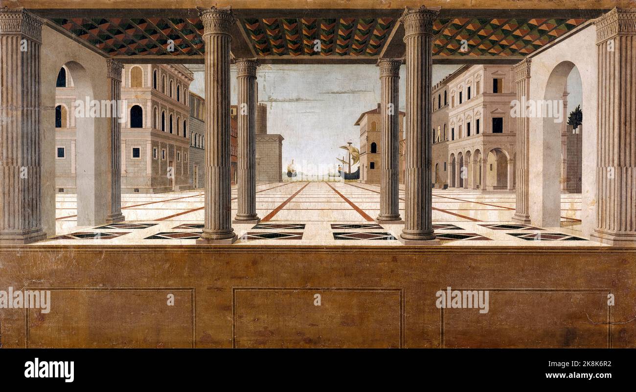 Francesco di Giorgio Martini, Architectural Veduta, painting in oil on ...