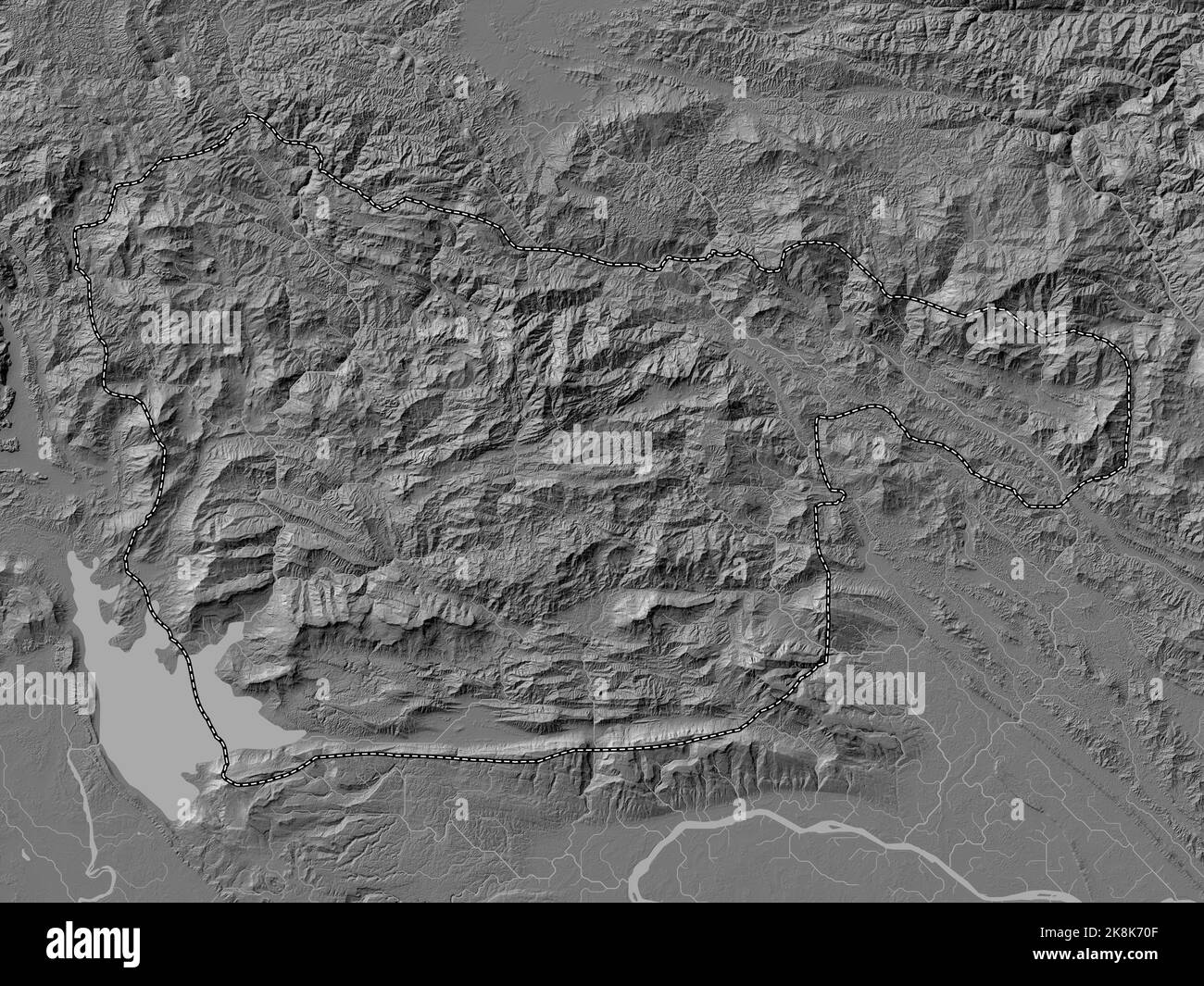 Xaisomboun, special region of Laos. Bilevel elevation map with lakes ...
