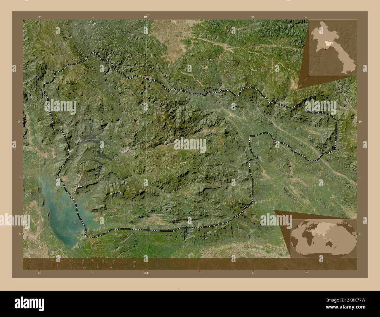 Xaisomboun, special region of Laos. Low resolution satellite map ...