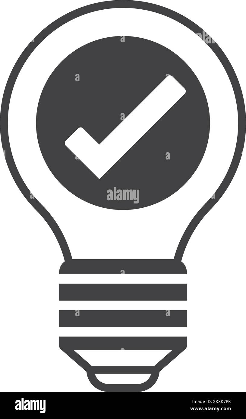 check mark and light bulb illustration in minimal style isolated on ...