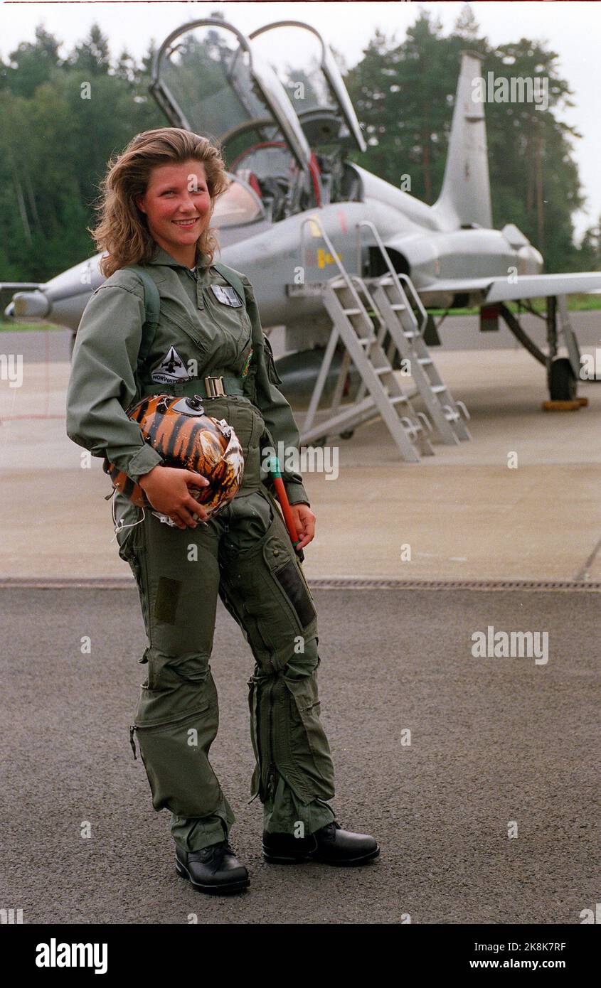 Rygge 19900828. Princess Märtha Louise visits the Norwegian defense ...