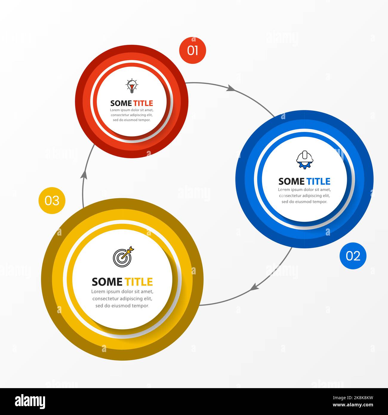 Infographic template with icons and 3 options or steps. Circle. Can be used for workflow layout ...