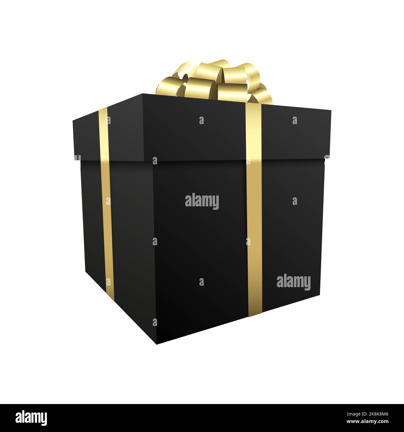 Black gift box with a gold bow - Christmas and birthday present ...