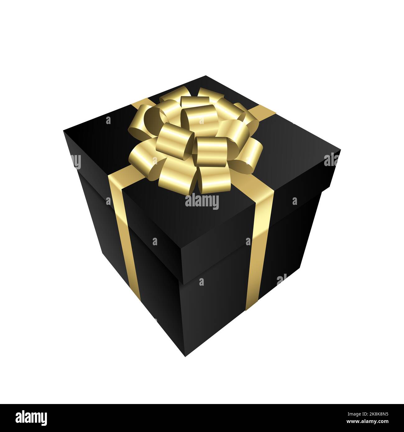 Black gift box with a gold bow - Christmas and birthday present ...