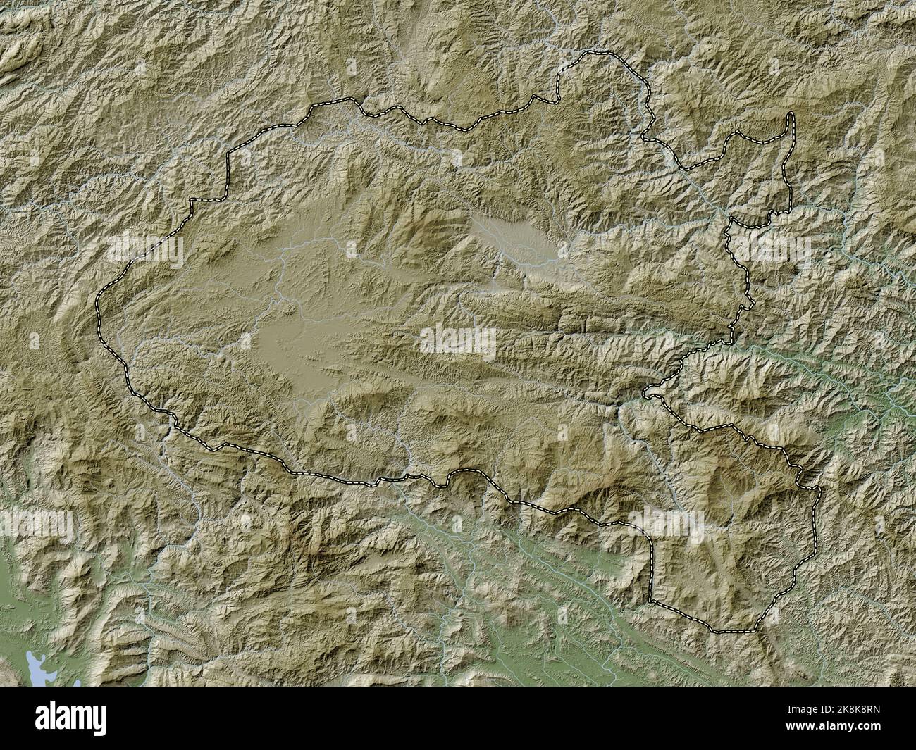 Xiangkhoang, province of Laos. Elevation map colored in wiki style with ...