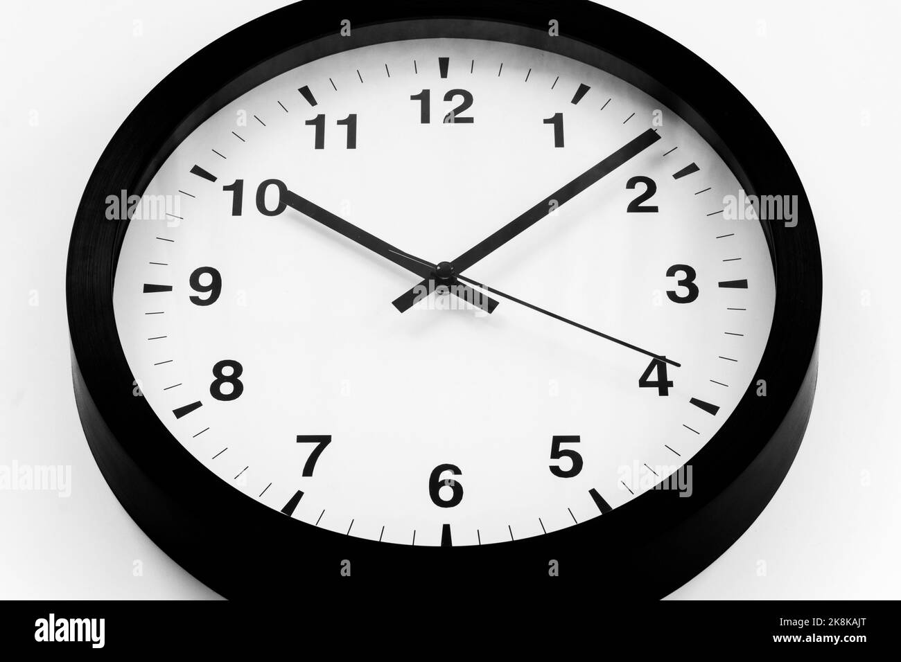 Round wall black and white clock. Time to work or rest concept Stock ...