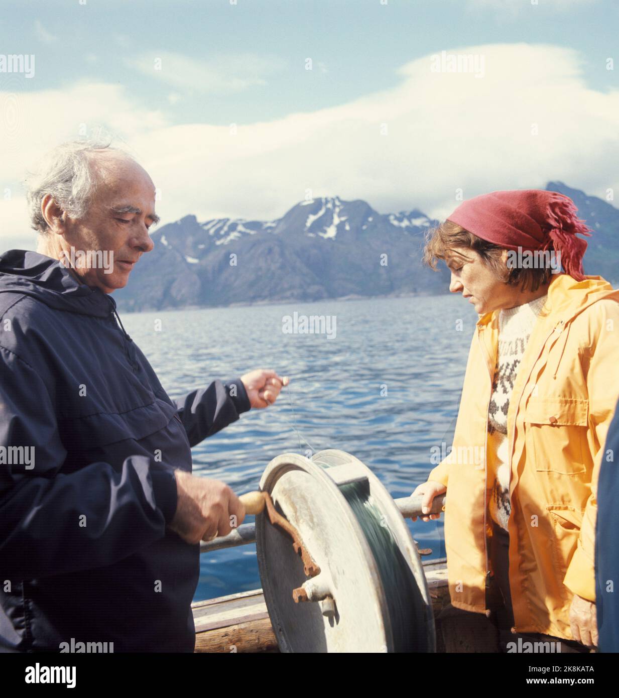 Nusfjord, Lofoten 19750718. Prime Minister Trygve Bratteli together ...