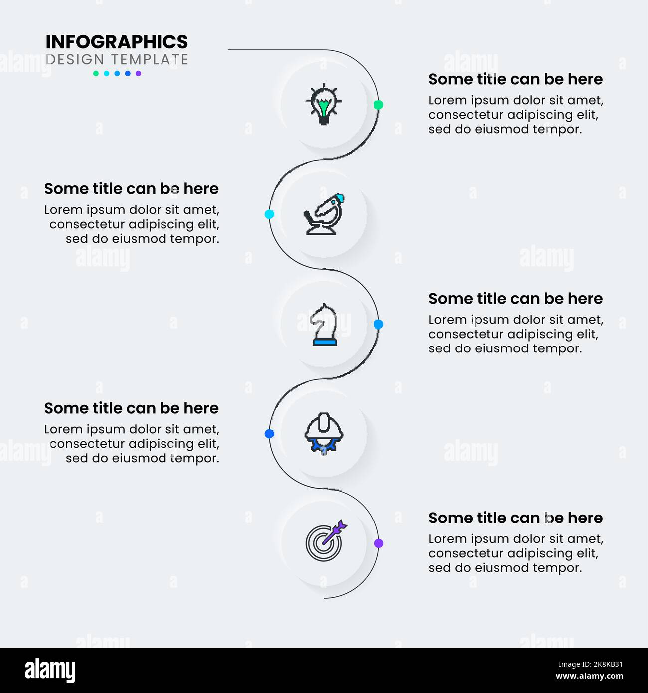 Infographic template with icons and 5 options or steps. Vertical ...