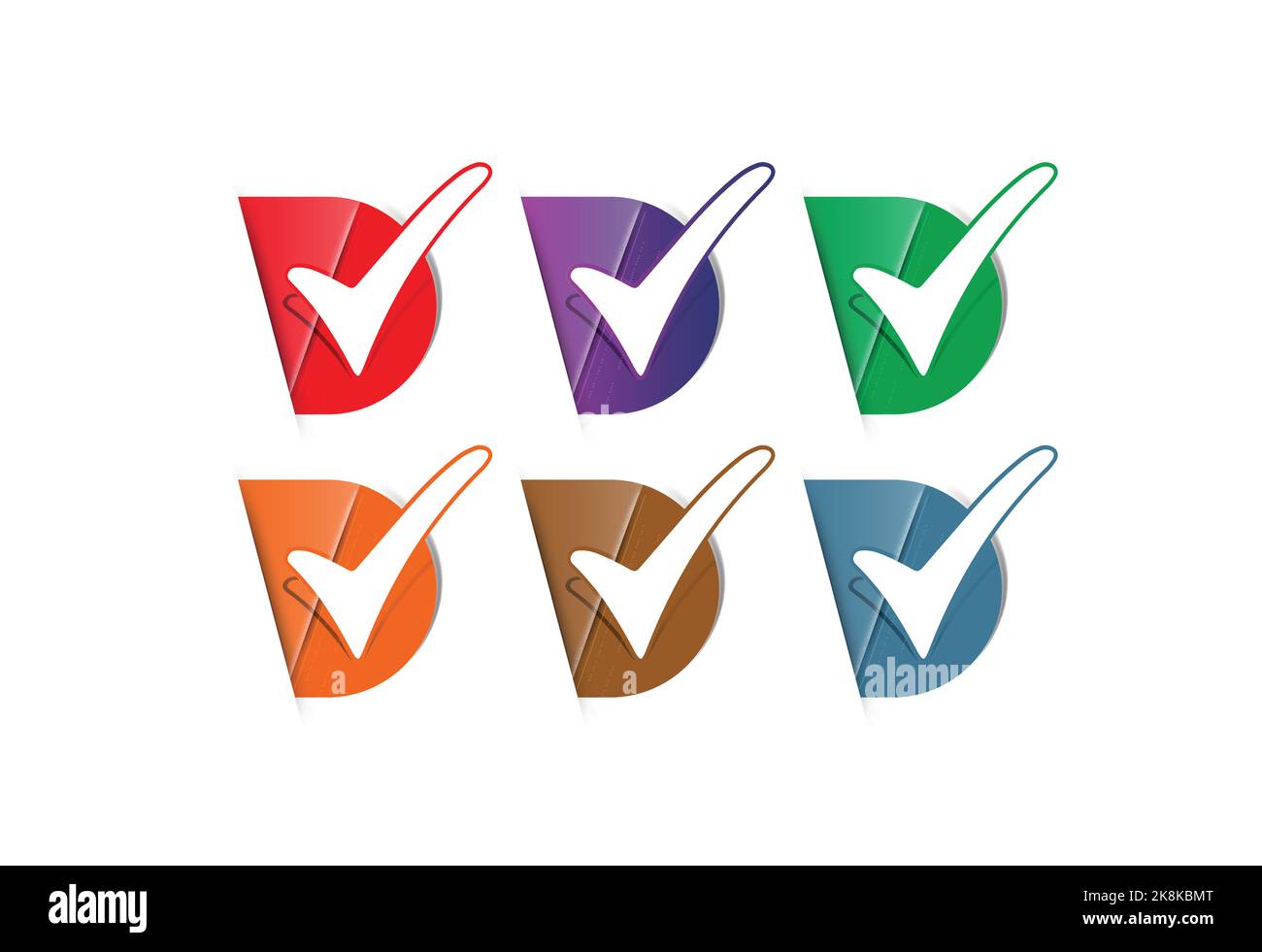 A pack of colorful check marks isolated on white background Stock ...