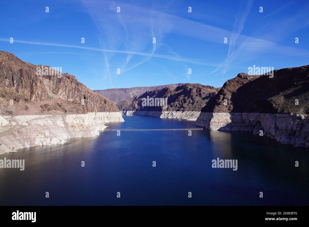 The Nevada lake mead Colorado river with a blue sky background Stock ...