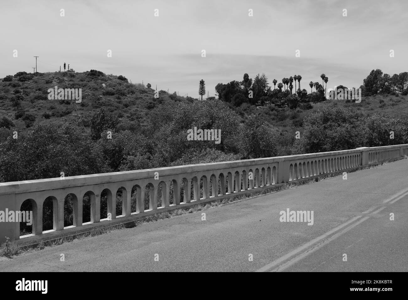 A greyscale shot of the historic San Luis Rey abandoned bridge Stock ...