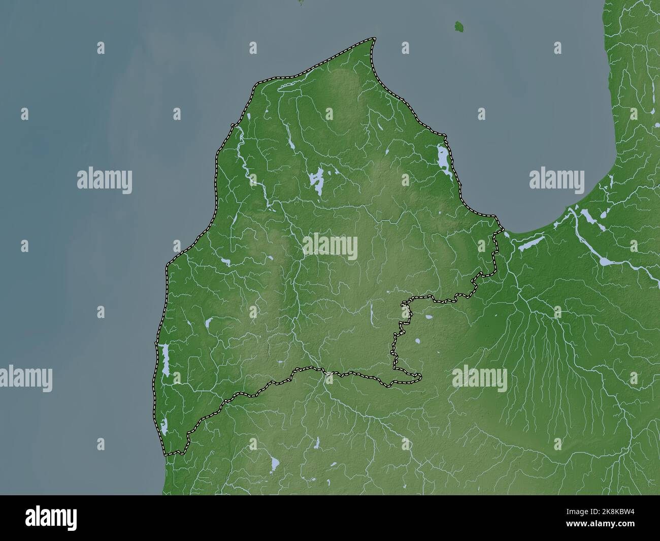 Kurzeme, province of Latvia. Elevation map colored in wiki style with ...