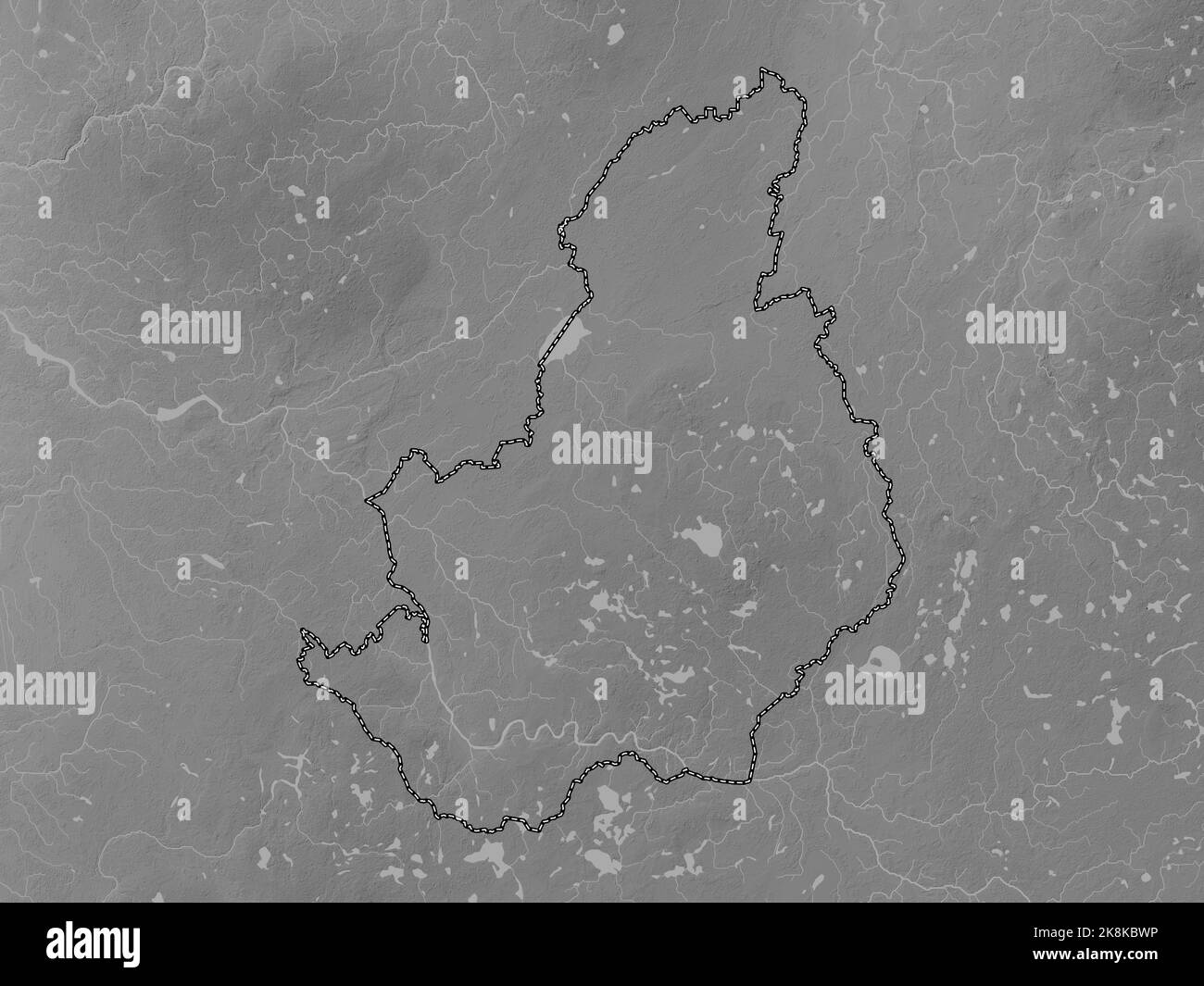 Latgale, province of Latvia. Grayscale elevation map with lakes and ...
