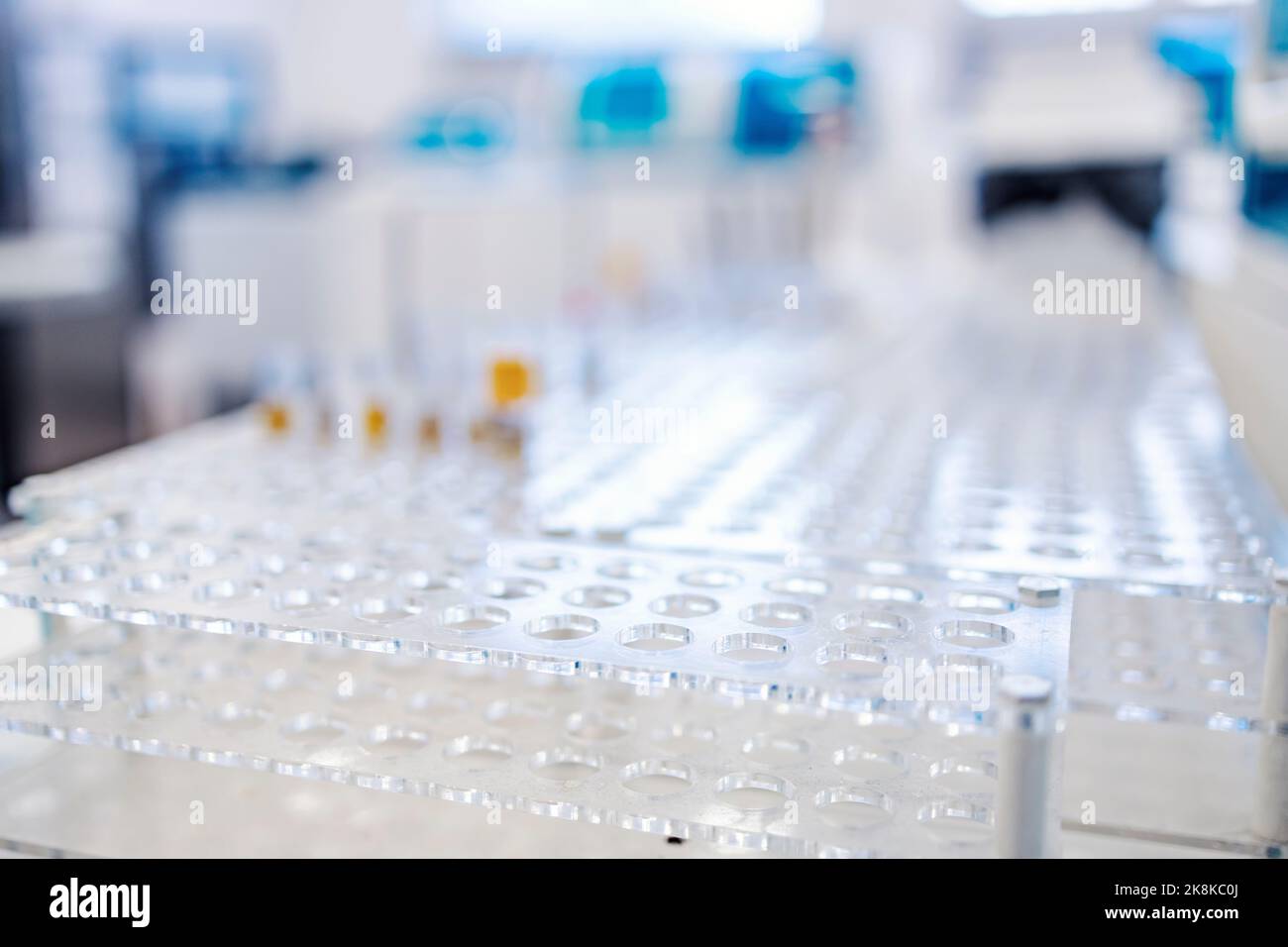 Laboratory and medical equipment. An empty rack for test tubes Stock ...