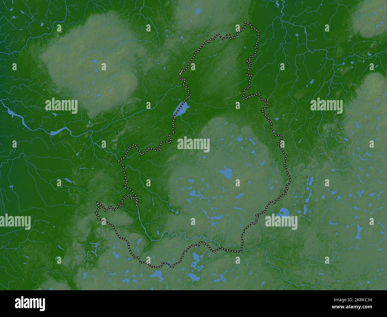 Latgale, province of Latvia. Colored elevation map with lakes and ...