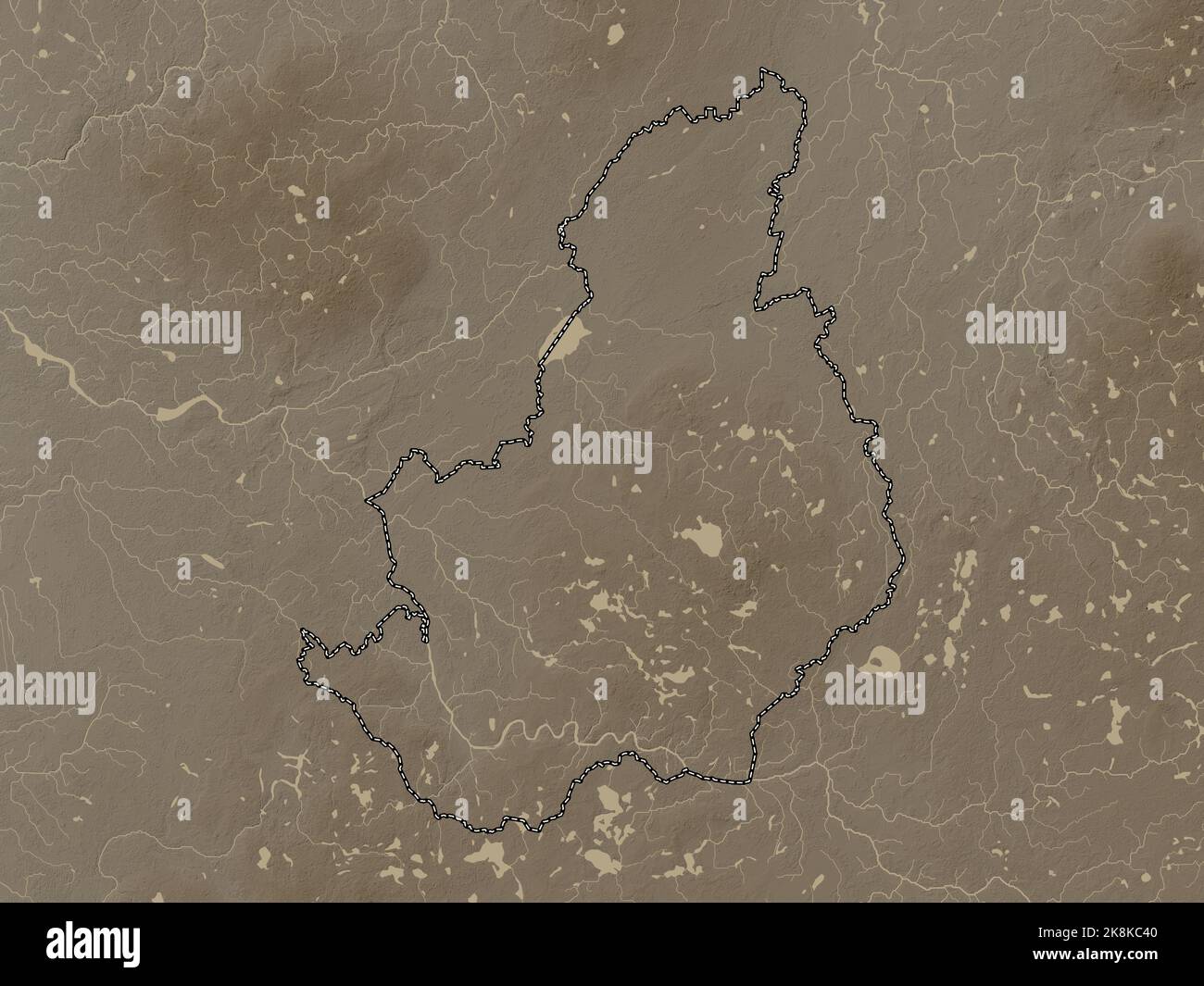 Latgale, province of Latvia. Elevation map colored in sepia tones with ...