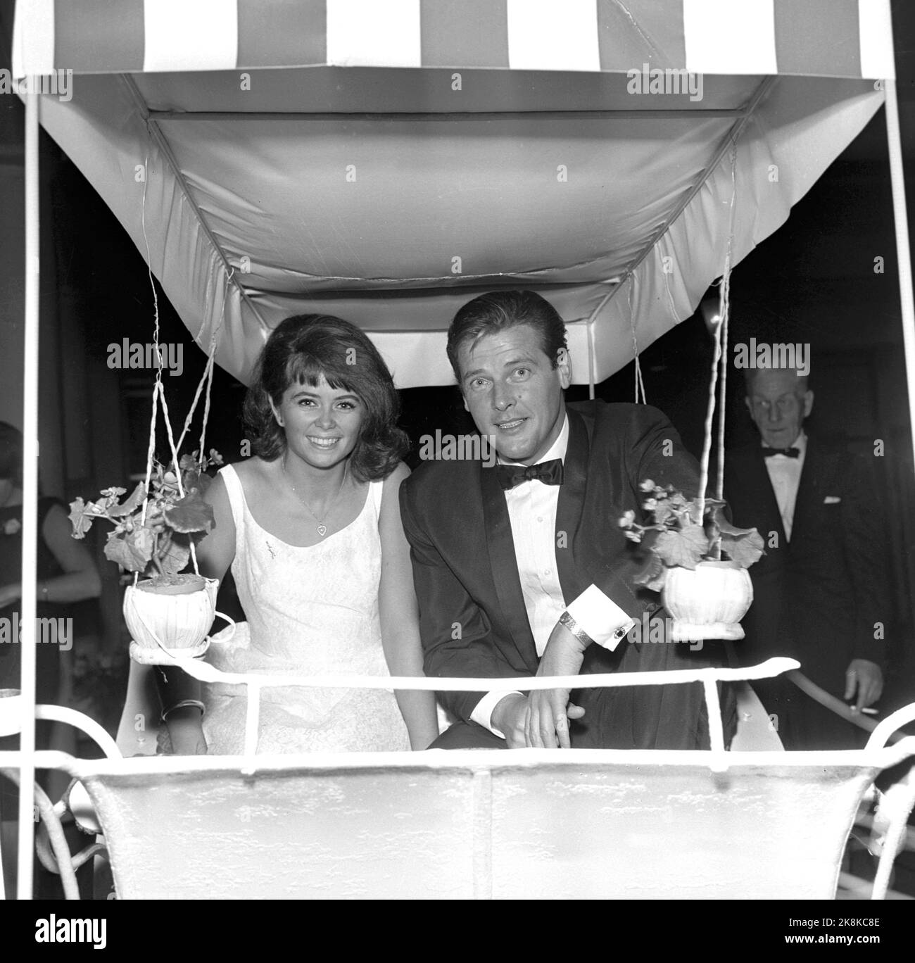 Sandefjord 19650915. Wenche Myhre with actor Roger Moore, who is in ...