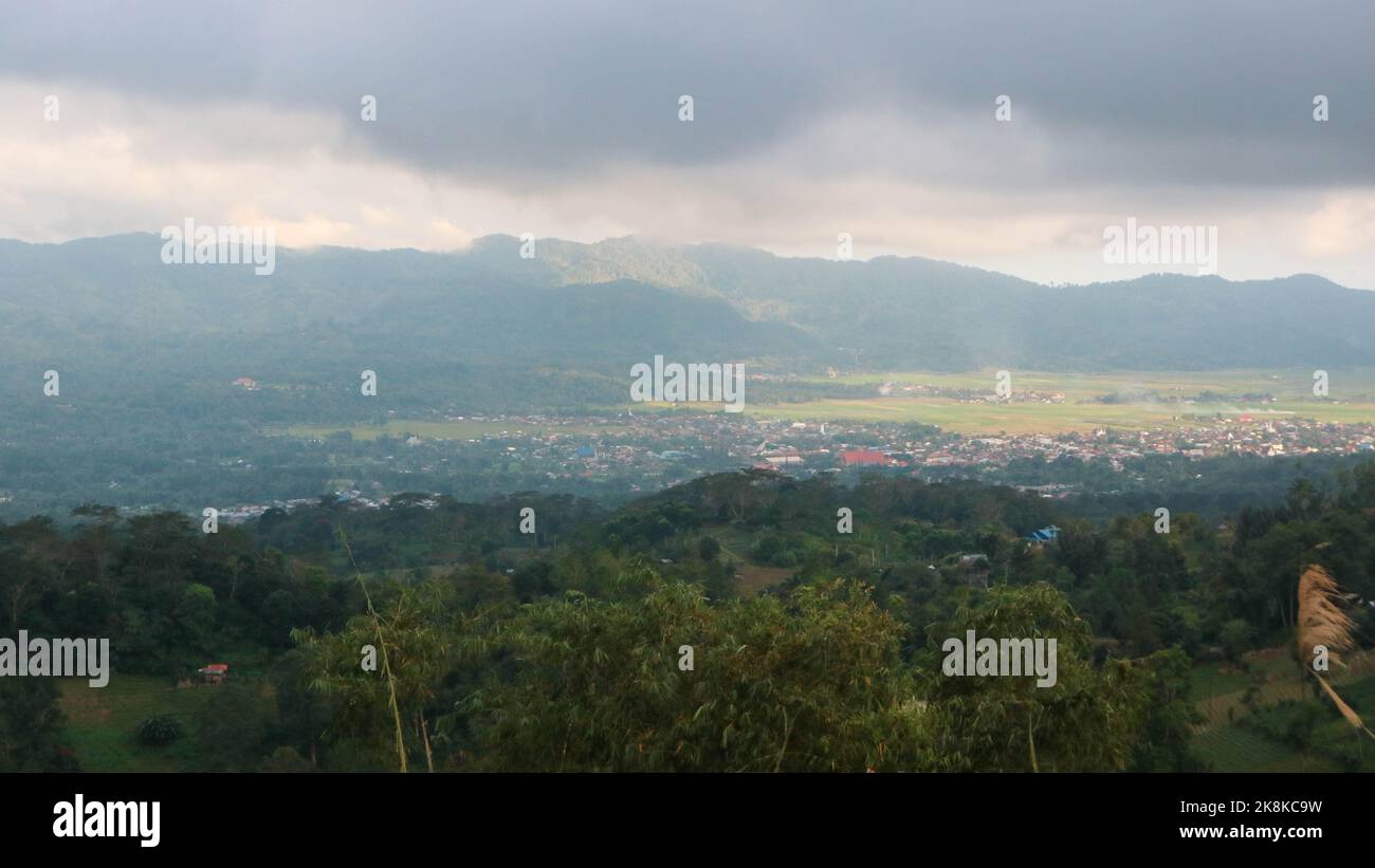 tondano town from the top of the hill in rurukan village Stock Photo ...