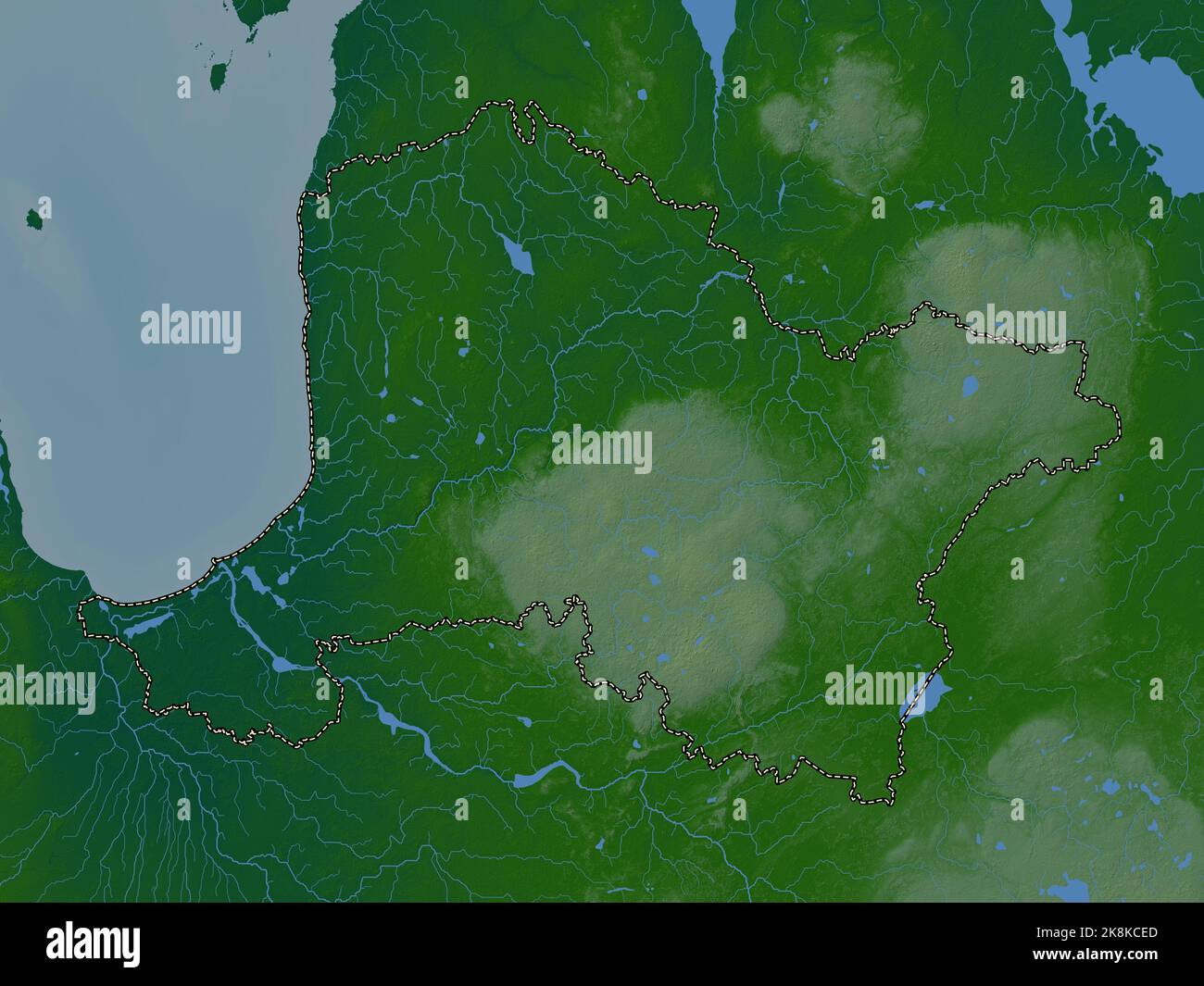 Vidzeme, province of Latvia. Colored elevation map with lakes and ...