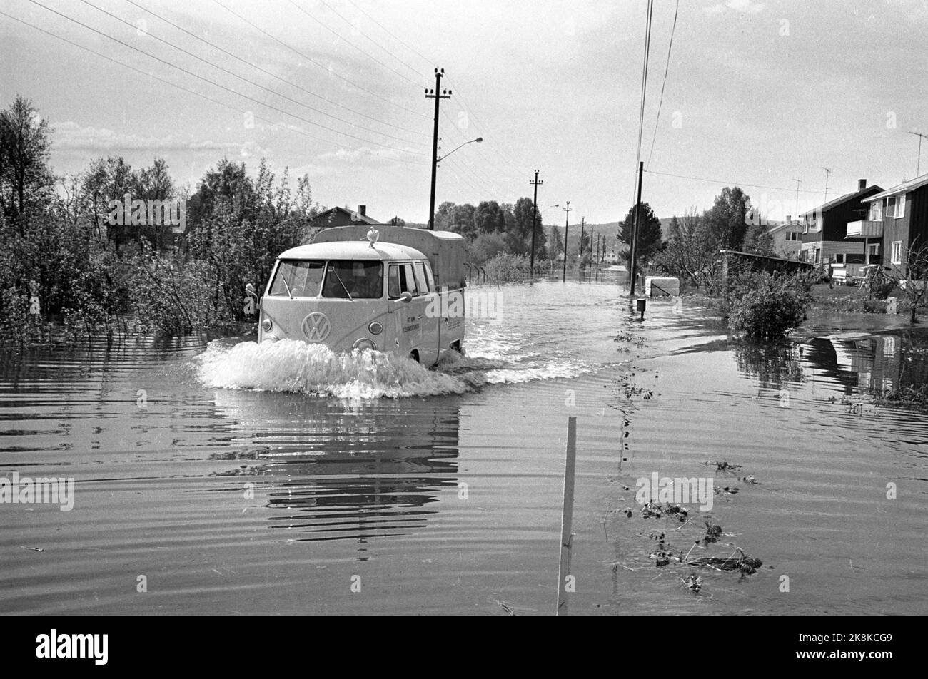 Lillestrøm 19670603 Flood put large parts of Lillestrøm underwater ...