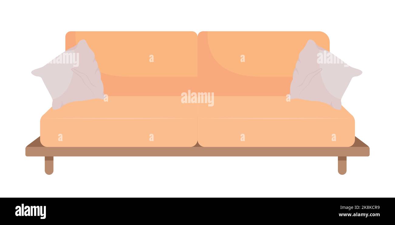 Sofa with pillows semi flat color vector object Stock Vector Image ...