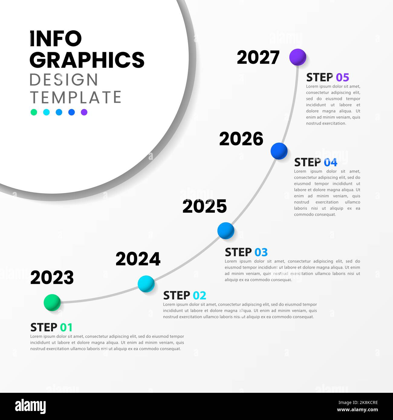 Infographic template with icons and 5 options or steps. Circular ...