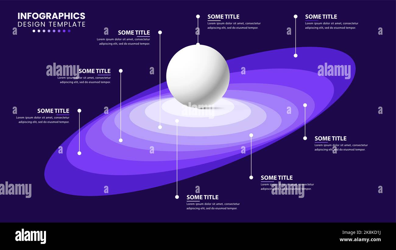 Infographic template with 8 options or steps. Abstract sphere. Can be ...
