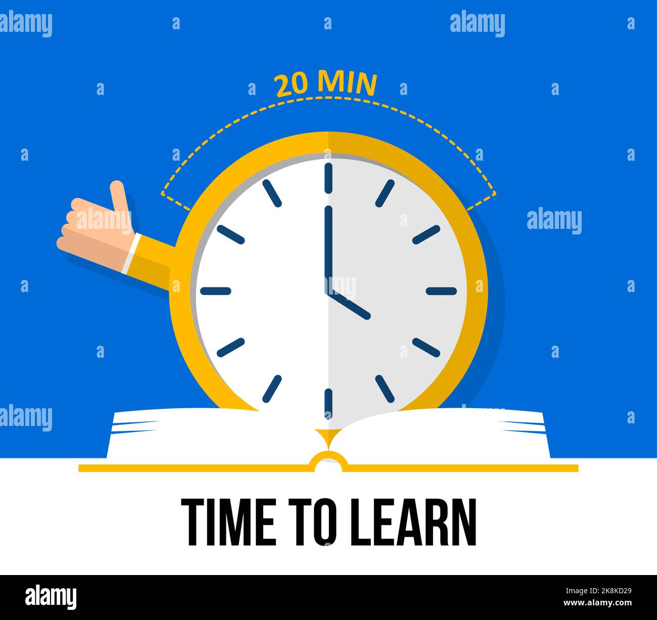 Illustration of a clock with a book. Time to learn. Vector Stock Vector ...