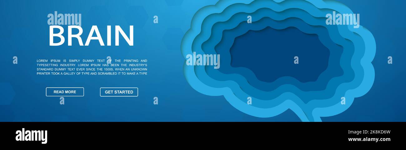 Brain 3d paper cut symbol for head promotion banner. IQ testing design ...