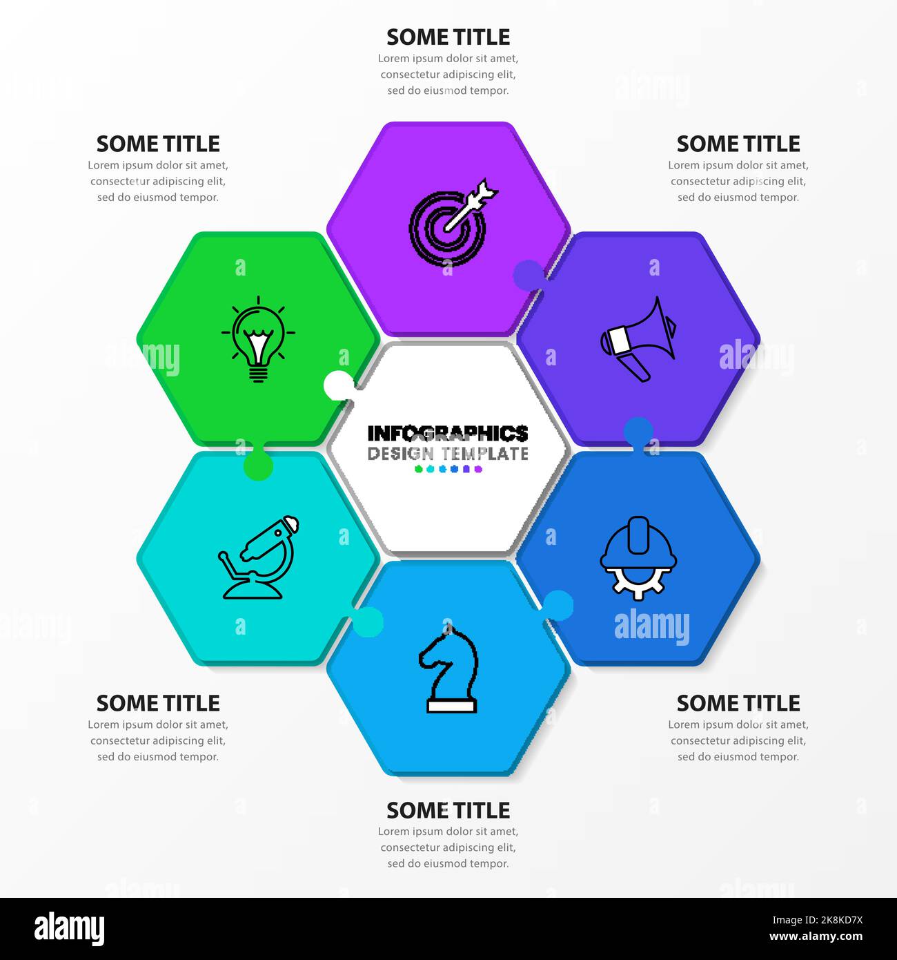 Infographic template with icons and 6 options or steps. Hexagon. Can be ...