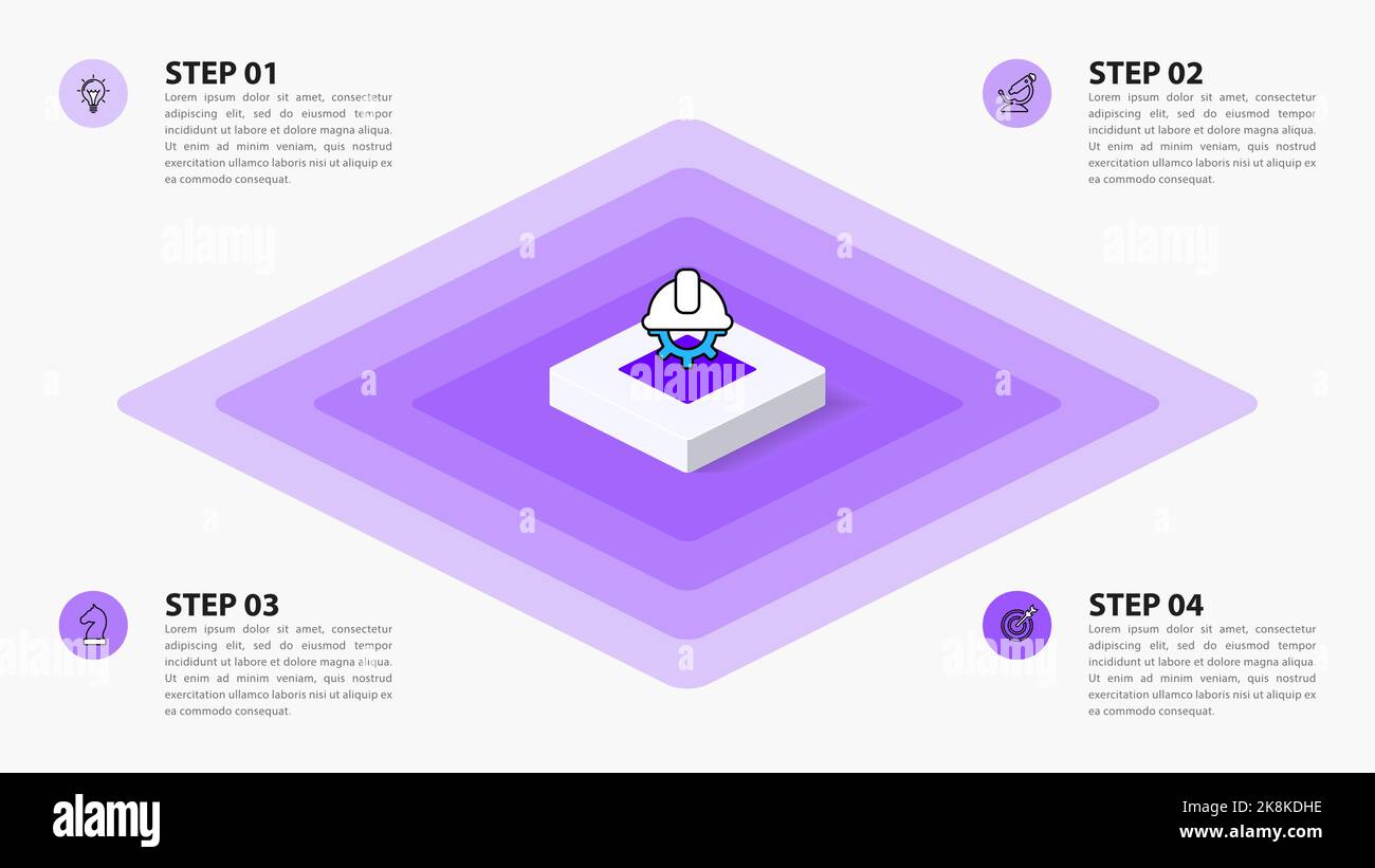 Infographic template with icons and 4 options or steps. Isometric rectangle. Can be used for ...