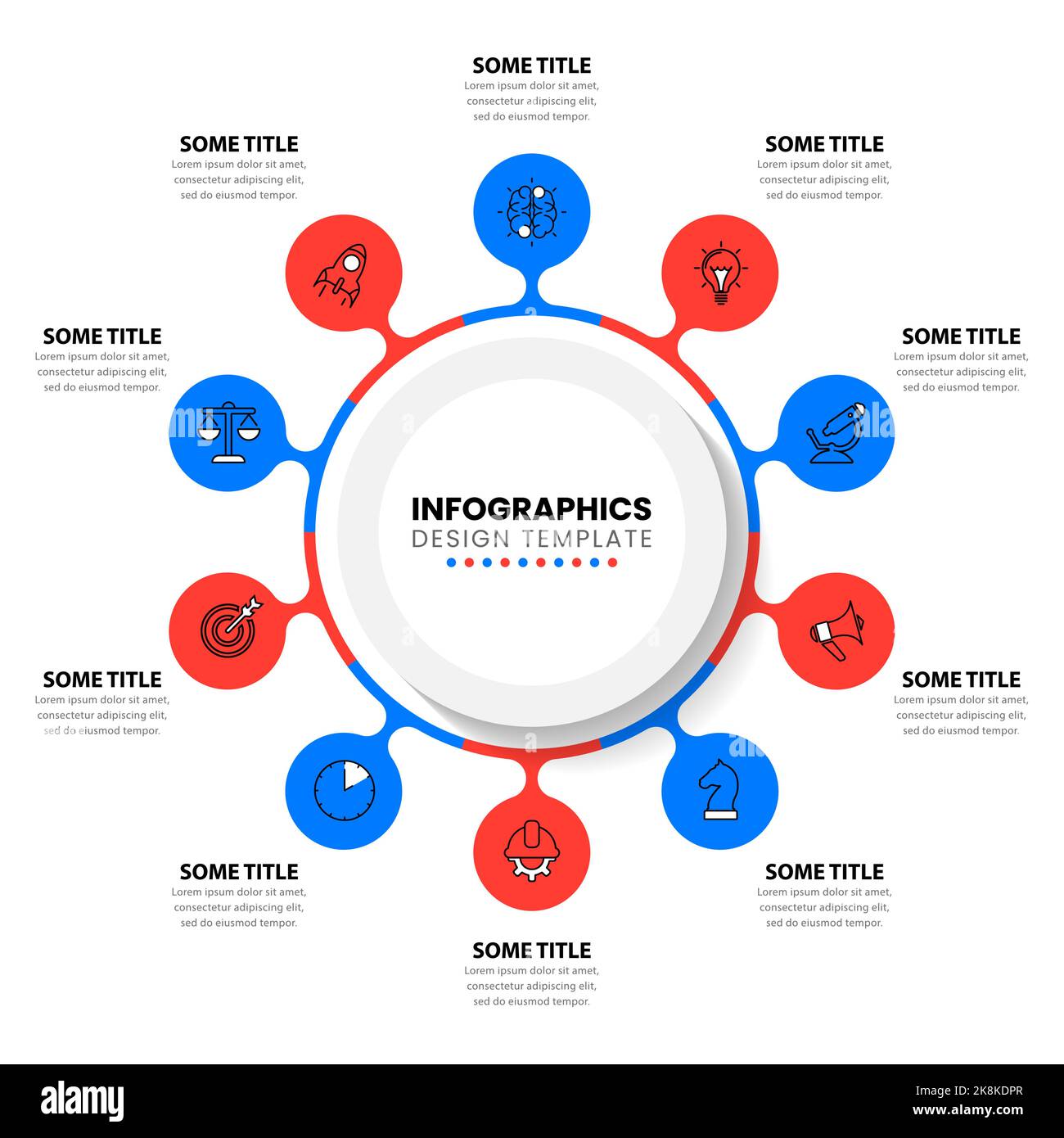 Infographic template with icons and 10 options or steps. Circle. Can be ...