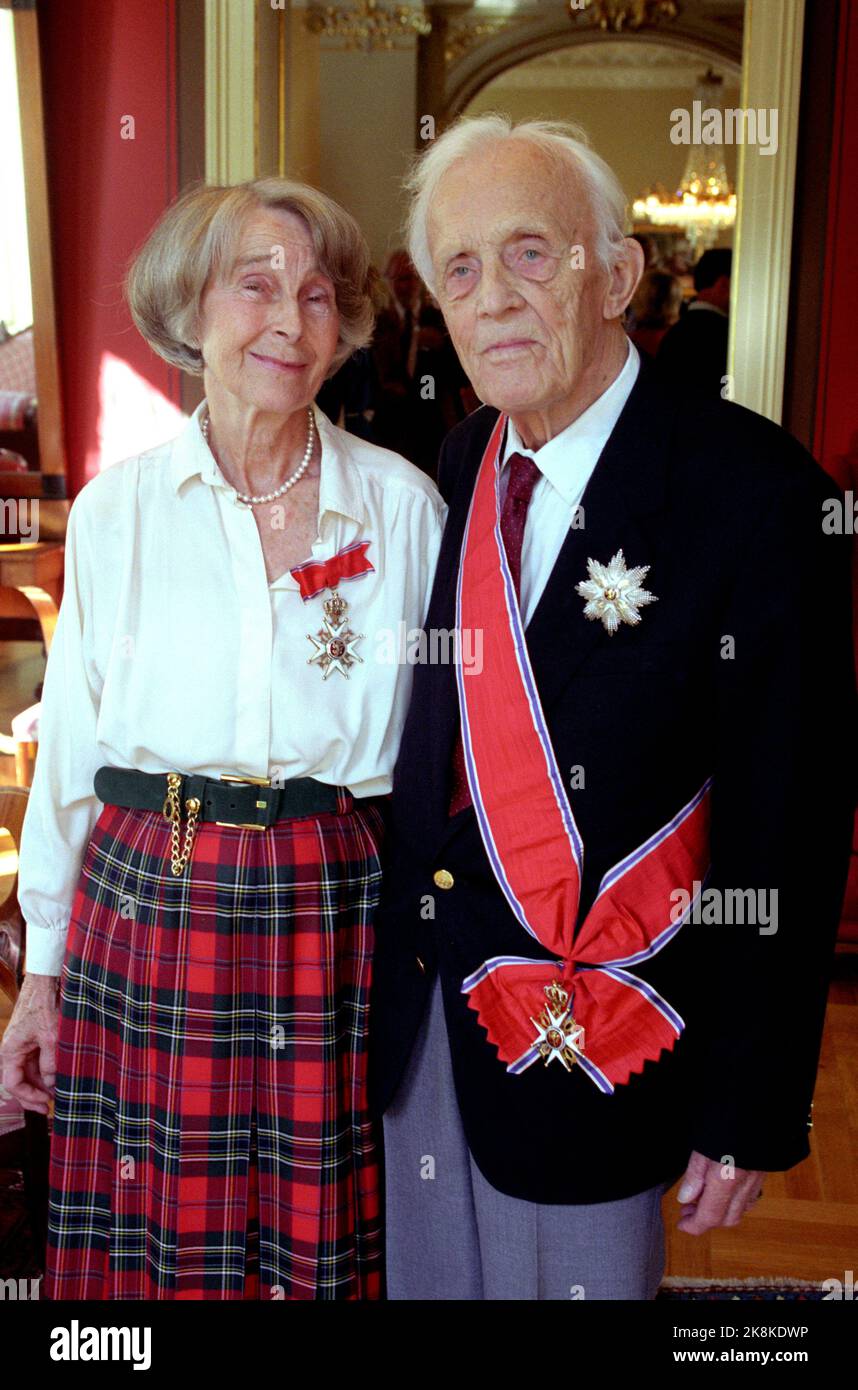 Oslo 19910920. The married couple Helge and Anne Stine Ingstad was ...