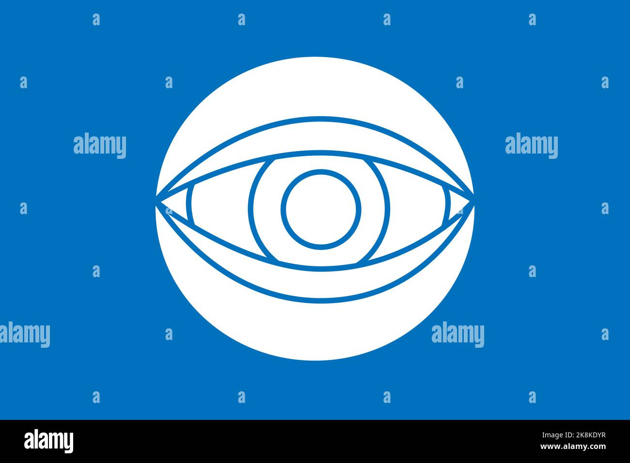 Human eyeball symbol isolated on blue background. Human organ icon ...
