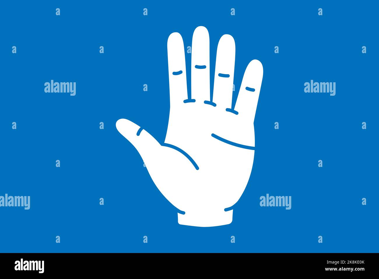 Human hand symbol isolated on blue background. Human organ icon. Vector ...