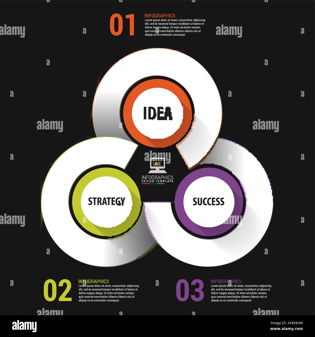 Modern infographics options banner with 3-part. Vector illustration ...