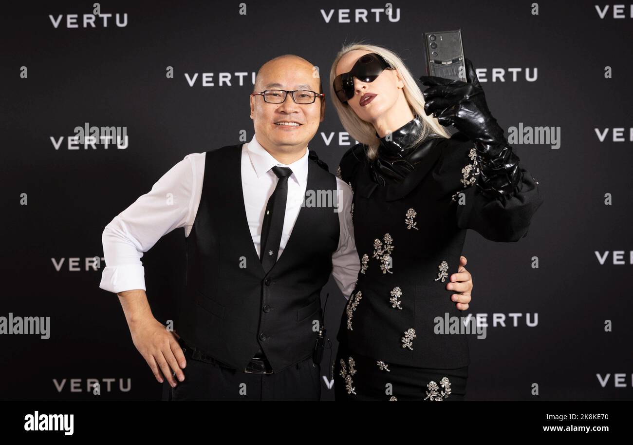 EDITORIAL USE ONLY Global CEO of Vertu Gary Chan and Leanne Elliot ...