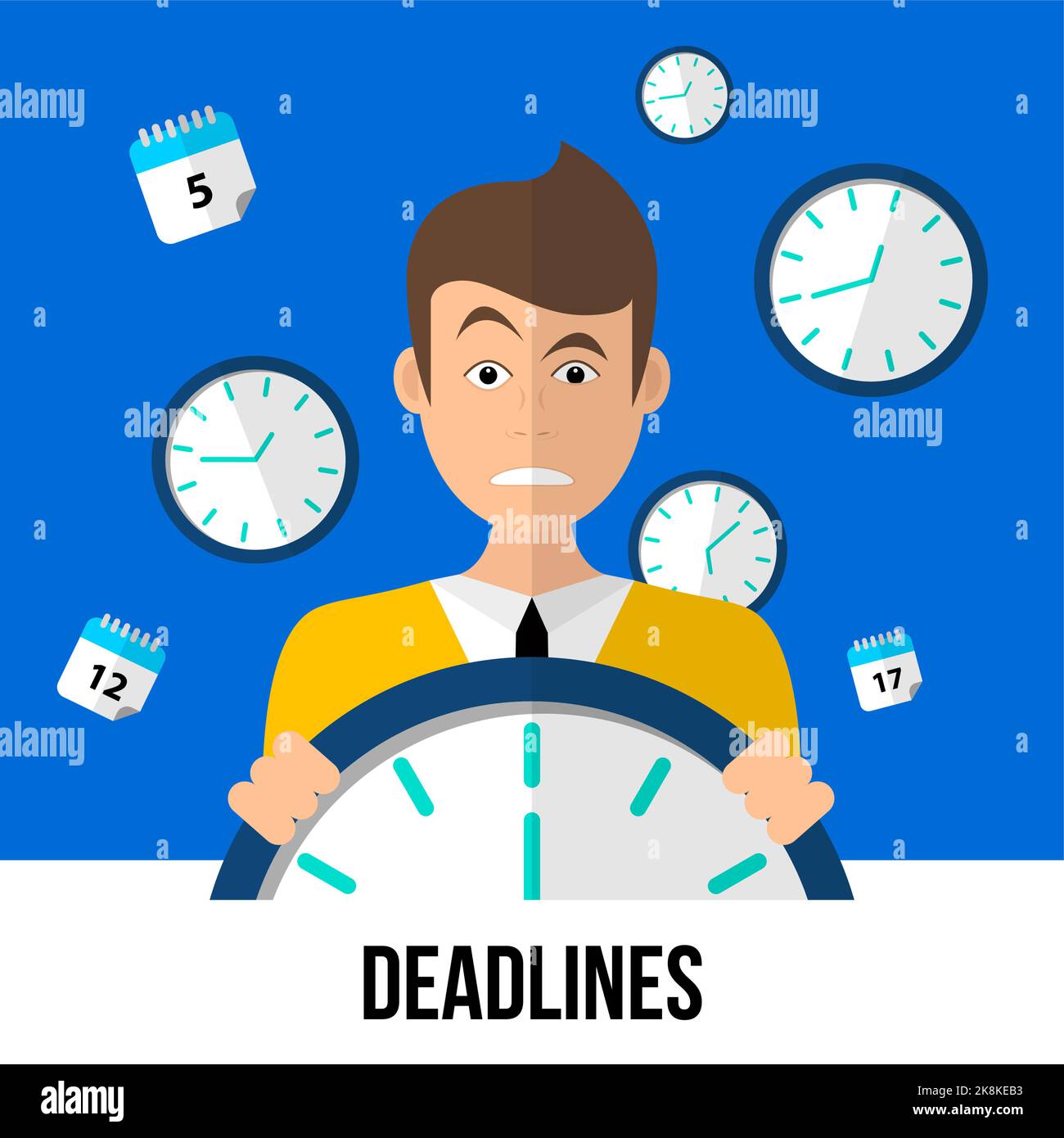 Illustration of a student who can't manage deadlines. Vector Stock ...