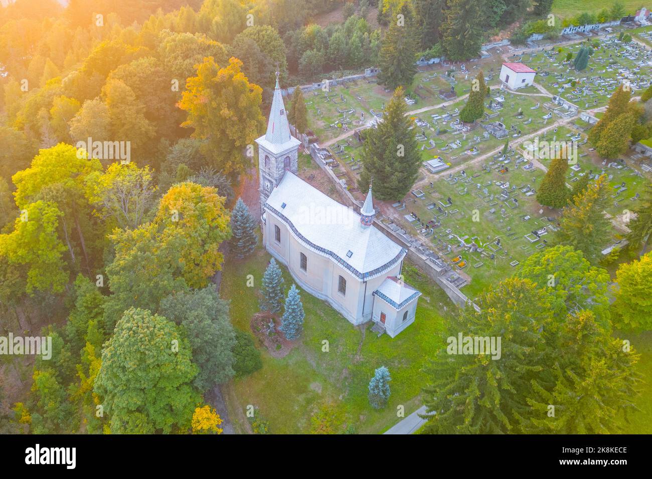 Rural catholic church from above Stock Photo - Alamy