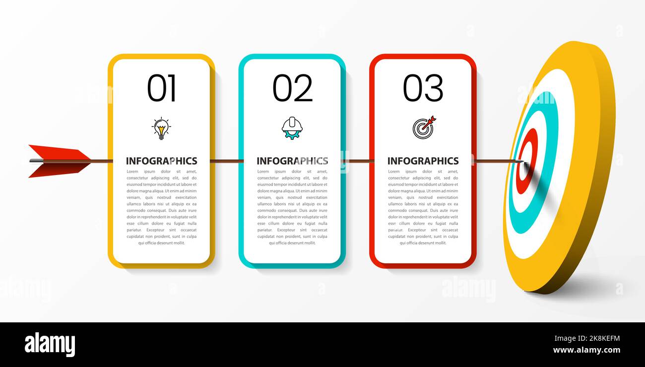 Infographic template with icons and 3 options or steps. Dart. Can be ...