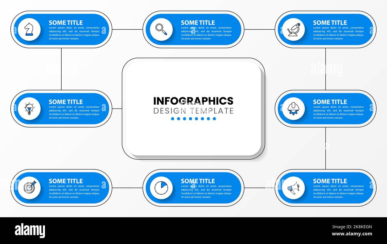 Infographic template with icons and 8 options or steps. Can be used for workflow layout, diagram ...