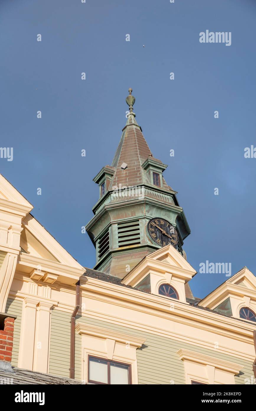 Clock tower at the Town Hall in Provincetown, Cape Cod, Massachusetts ...