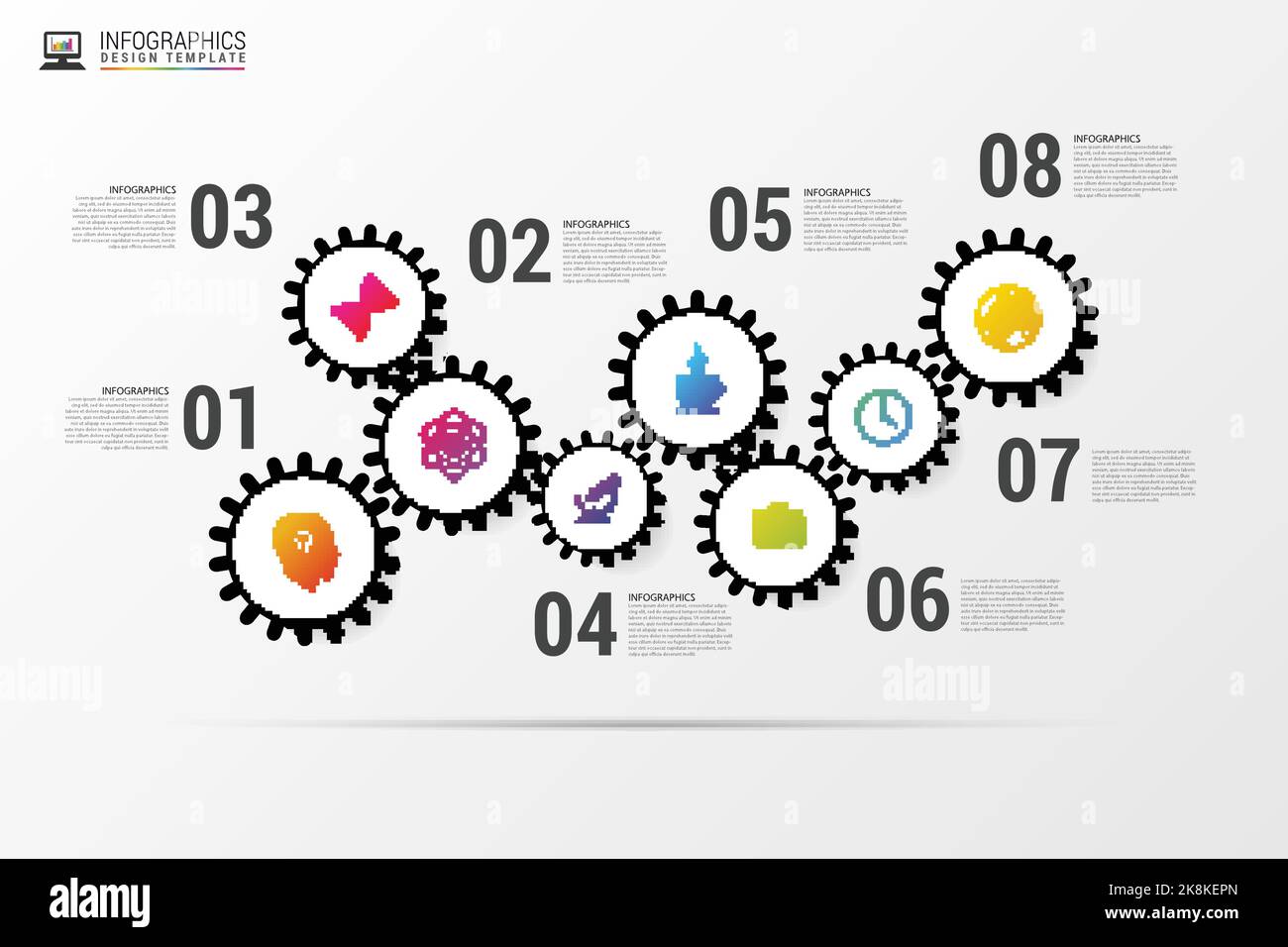 Color gears infographics background Stock Vector Images - Alamy