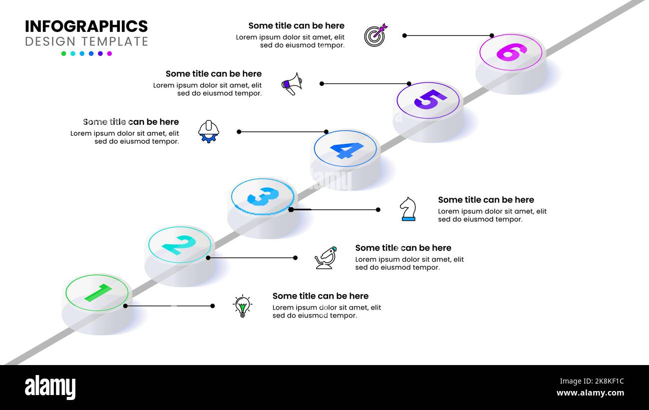 Infographic template with icons and 6 options or steps. Isometric line. Can be used for workflow ...