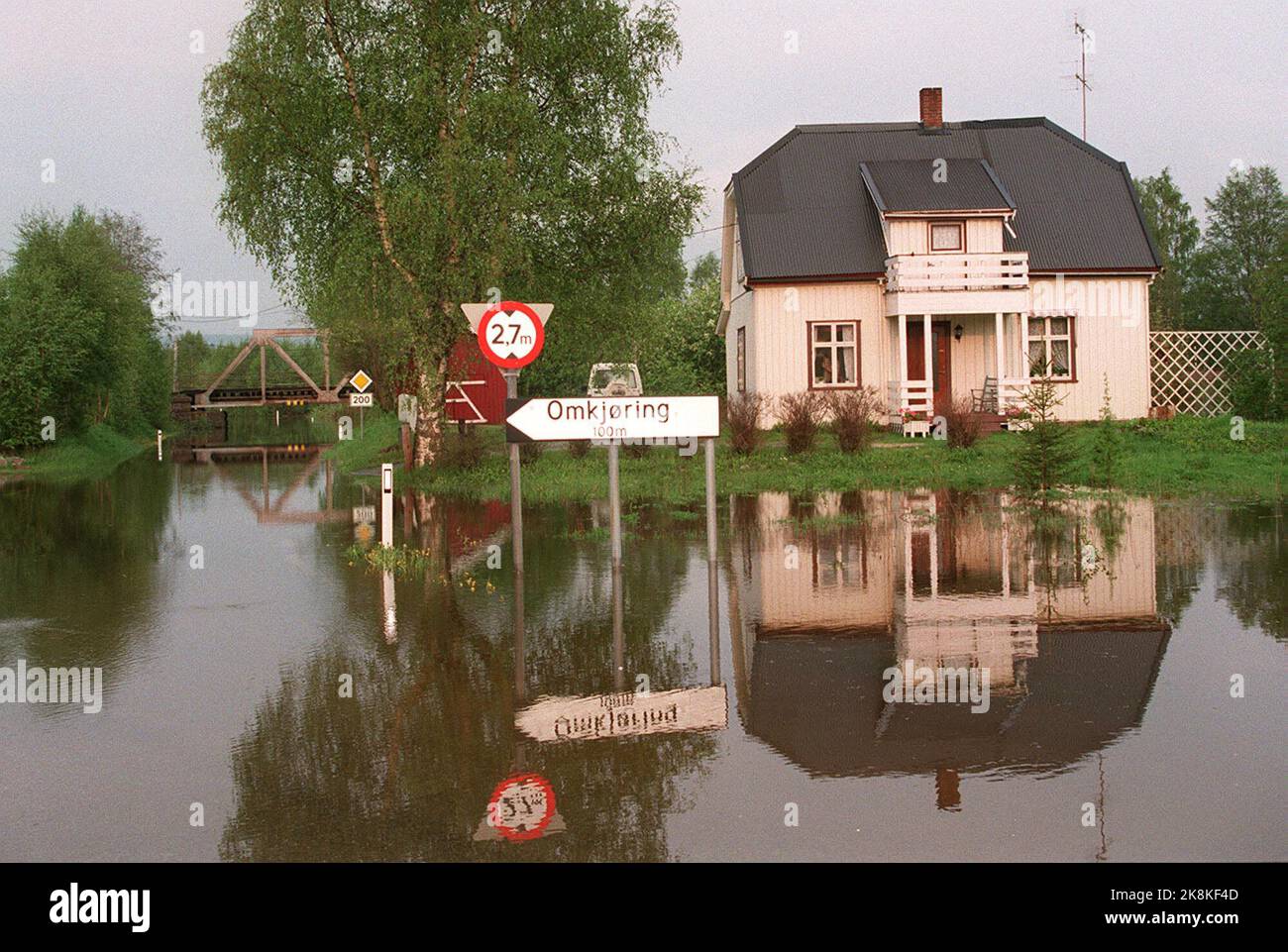 Kongsvinger 19950601. Flood disaster in Eastern Norway. Due to snowmelt ...