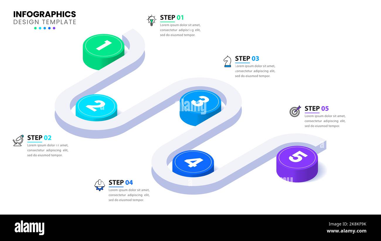 Infographic template with icons and 5 options or steps. Isometric line. Can be used for workflow ...