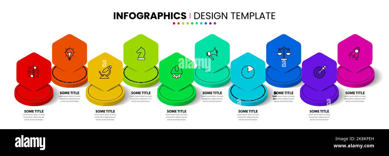 Infographic template with icons and 10 options or steps. Hexagon. Can ...