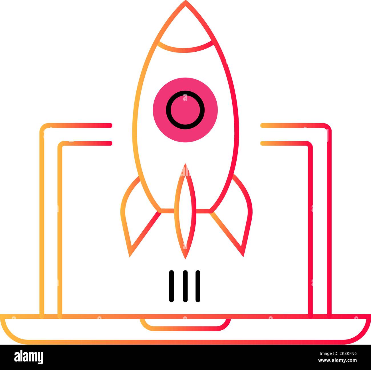 Web project startup icon rocket on laptop vector Stock Vector Image ...