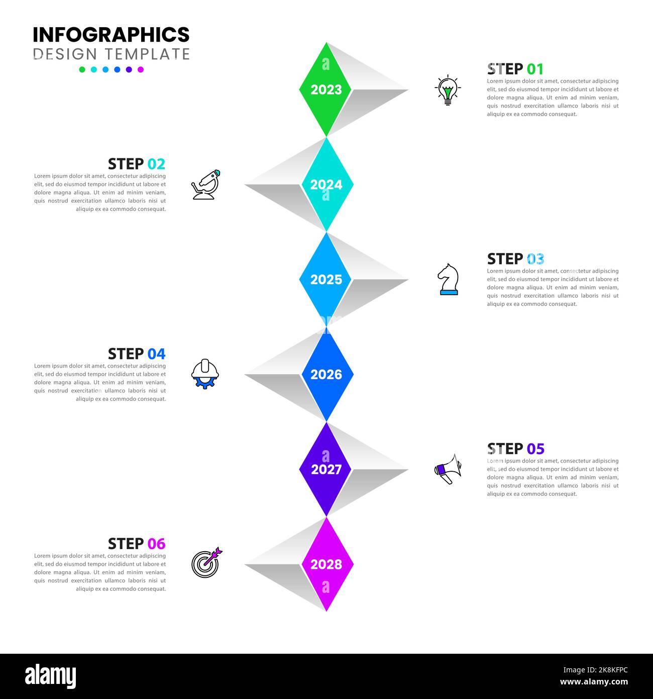 Infographic template with icons and 6 options or steps. Vertical ...